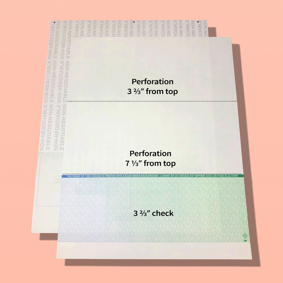 Canadian Blue/Green Prismatic Bottom Cheque 3.67” (2,500)
