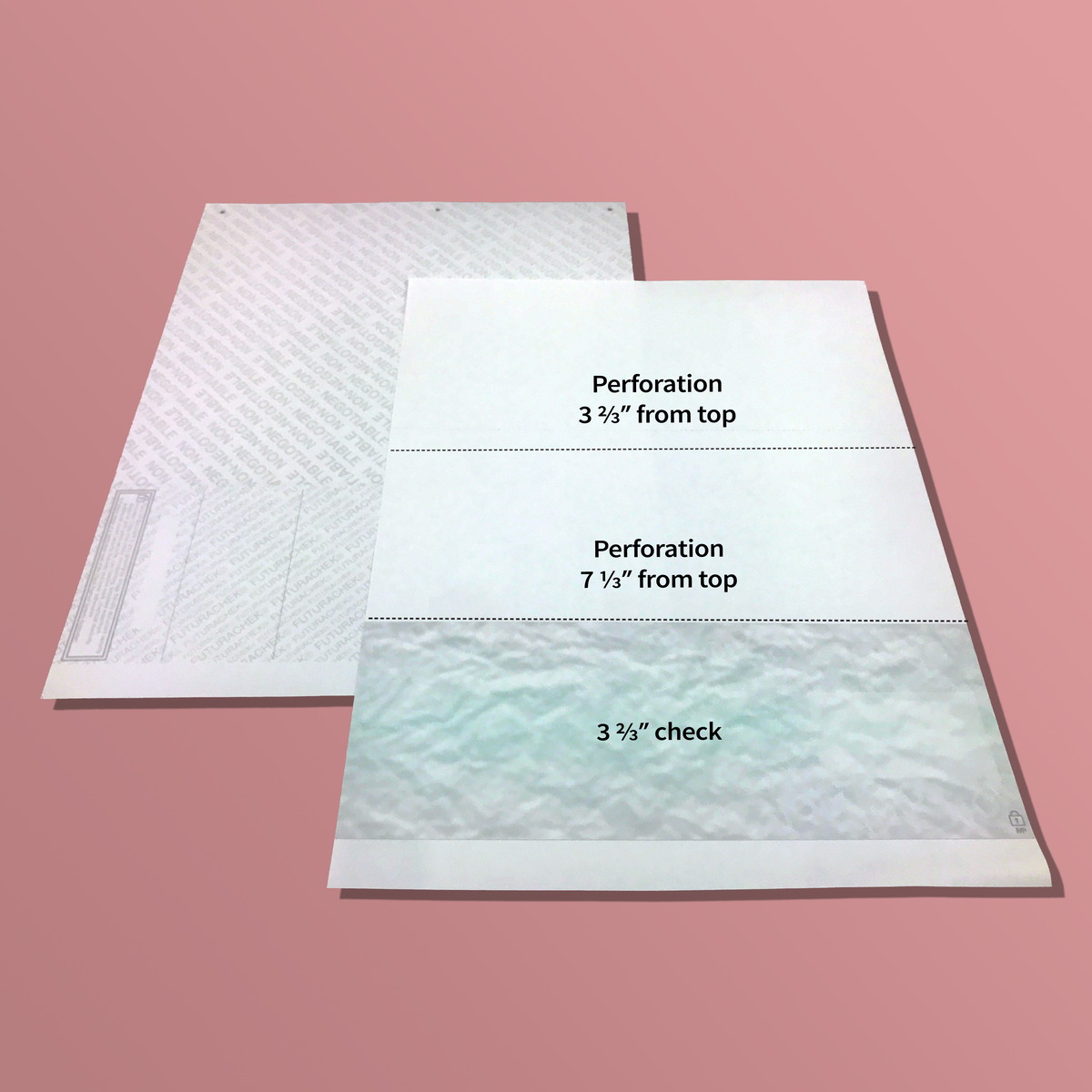 FUTURACHEK Green/Gray Bottom Check 2 Perfs (2,500 checks)