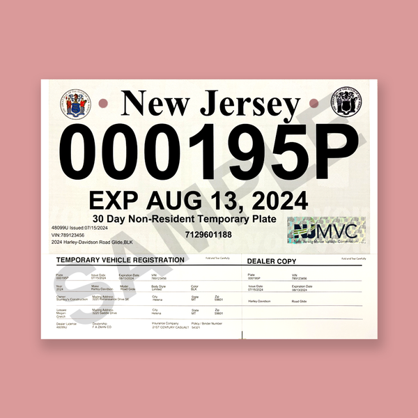 Temporary License Plate Paper For Dealers & State Agencies