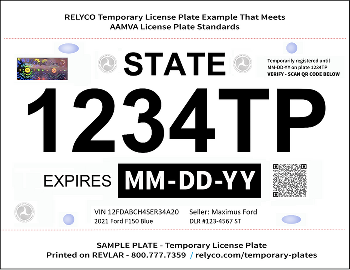Temporary License Plates For DMVs, Dealers & State Agencies