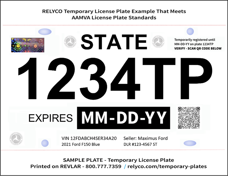 Temporary License Plates For DMVs, Dealers & State Agencies