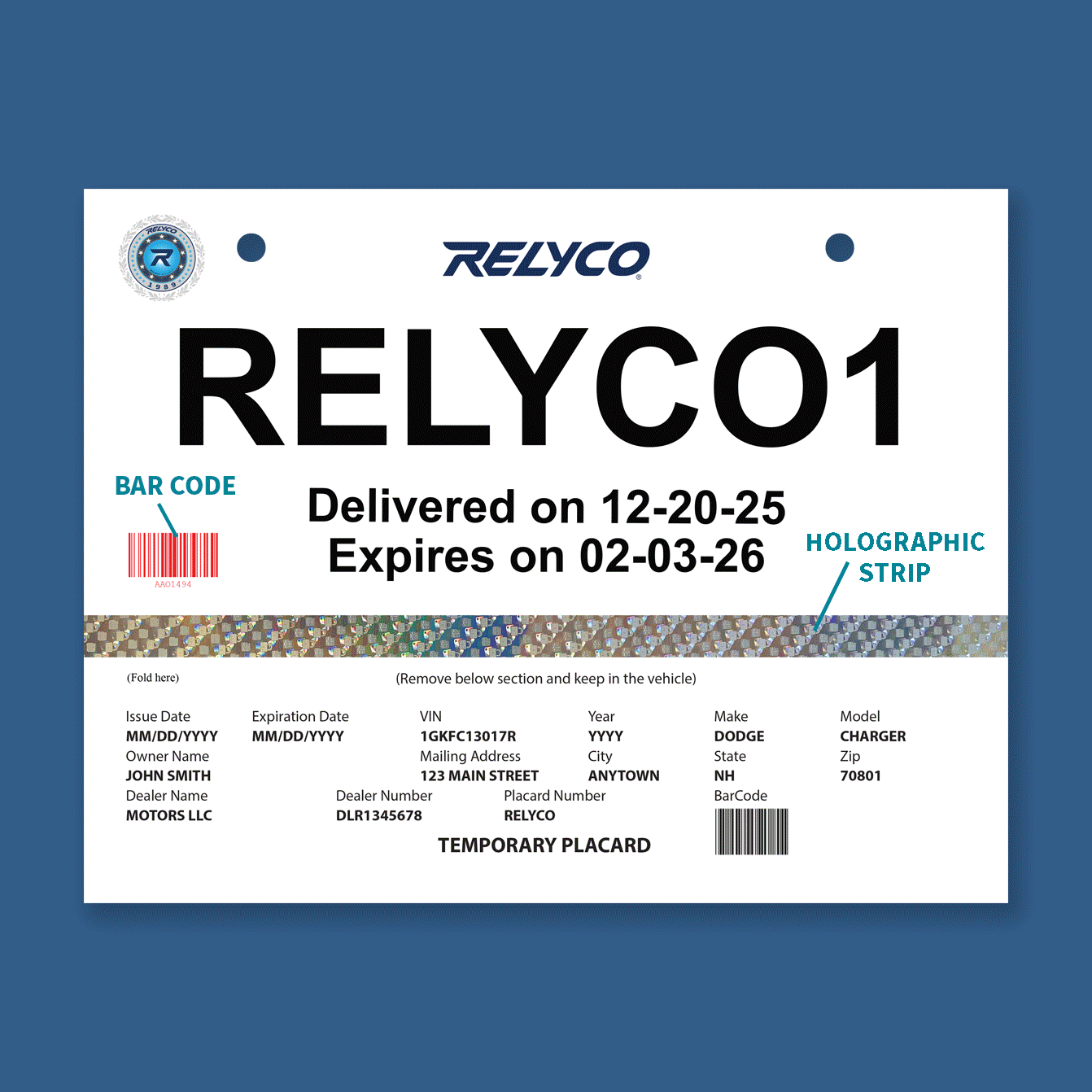 Temporary License Plate Paper For Dealers & State Agencies