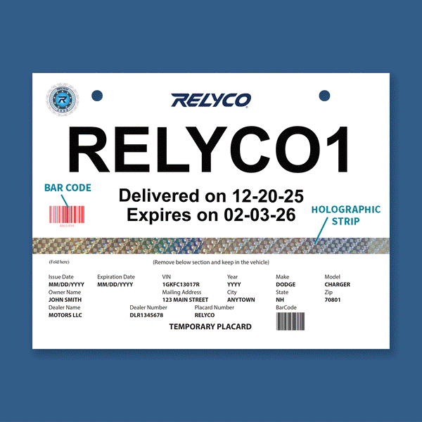 Temporary License Plate Paper For Dealers & State Agencies