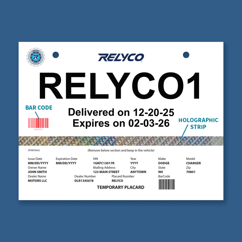 Temporary License Plate Paper For Dealers & State Agencies