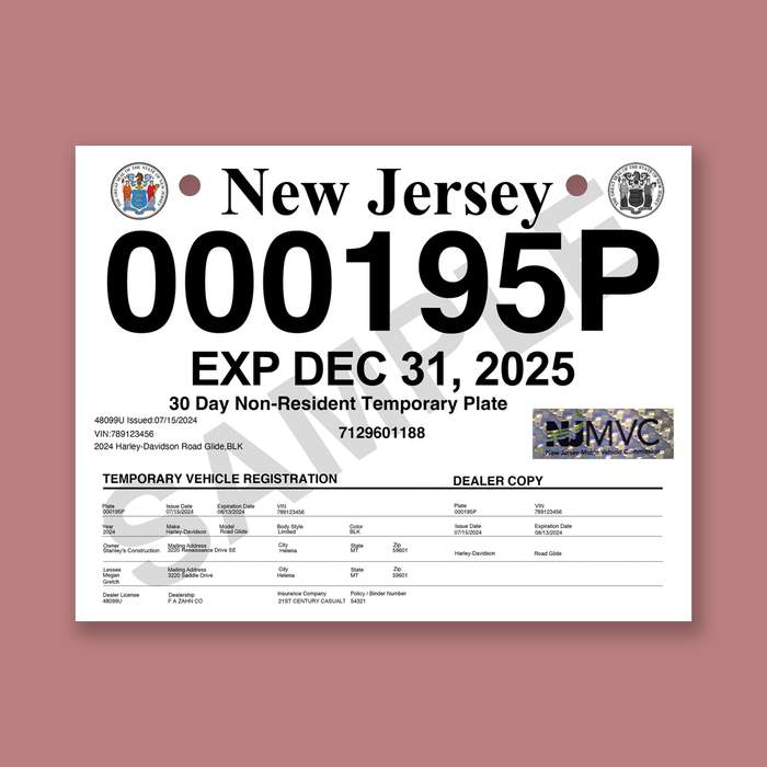 Temporary License Plate Paper For Dealers & State Agencies