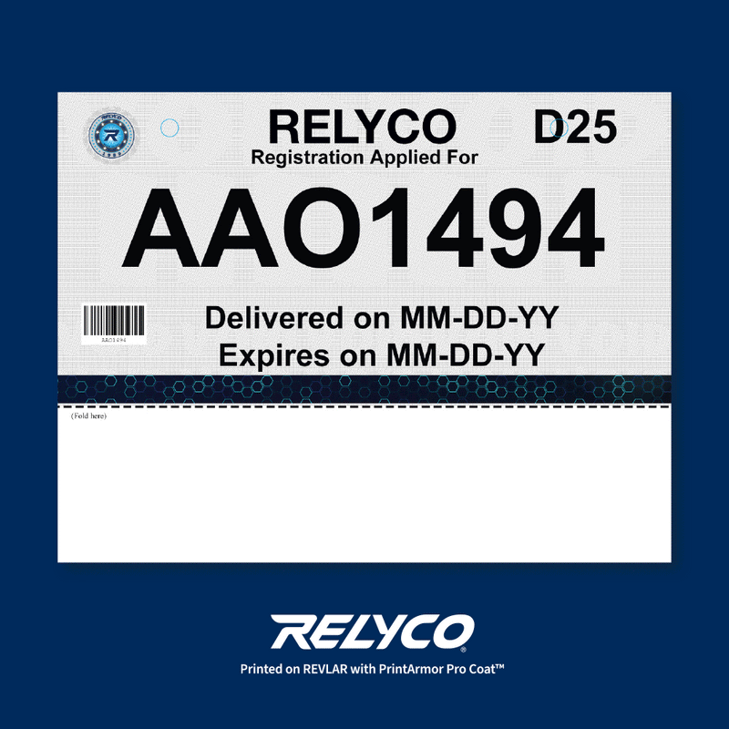 Temporary License Plate Paper For Dealers & State Agencies